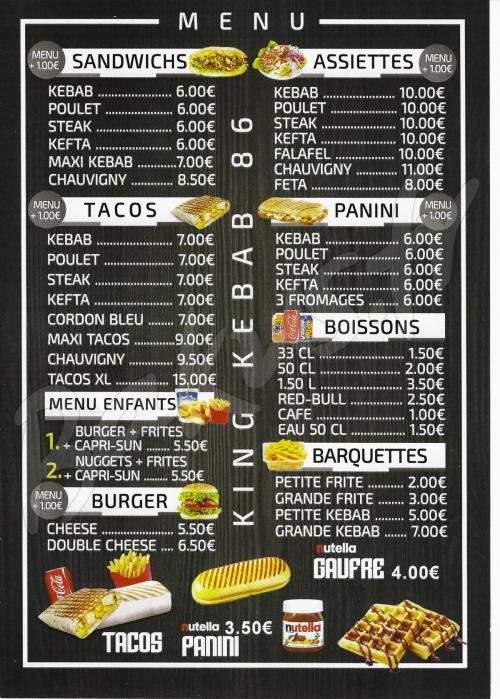 King Kebab Chauvigny (86300) : Menu & Prix King Kebab - Bakus.fr